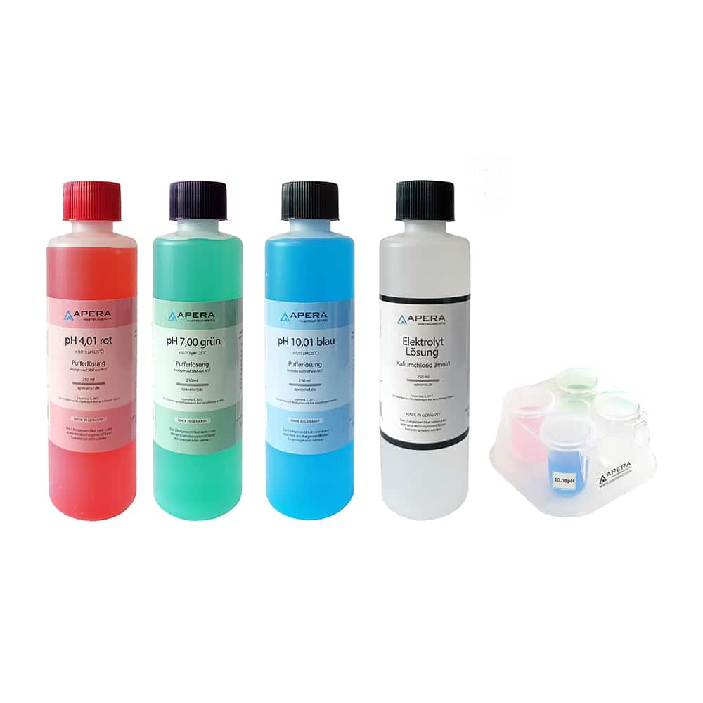 Calibration solution set pH 4.01 / 7.00 / 10.01 + 3M KCl incl. Calbox ...